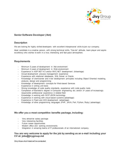 Senior Net Developer Pdf 9480