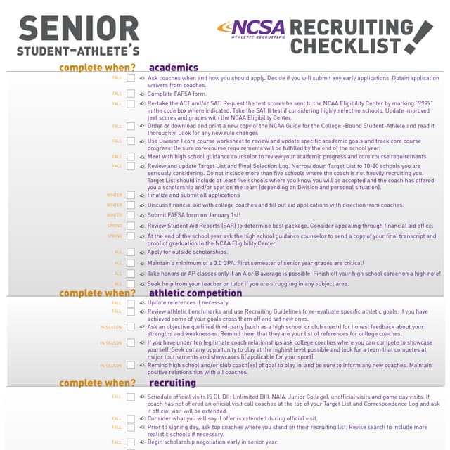 Senior checklist | PDF