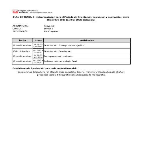 Senior 5 proyecto- esquema de contenidos nodales - dic 2019 | PDF