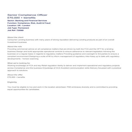 Senior compliance officer | PDF