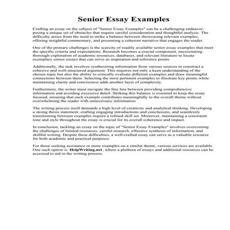 Senior Essay Examples | PDF
