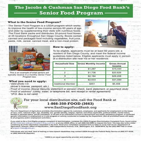 Senior Food Program Income Guidelines | PDF
