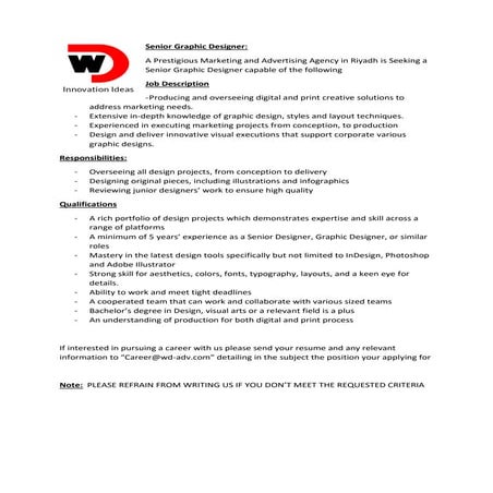 Senior graphic designer | PDF