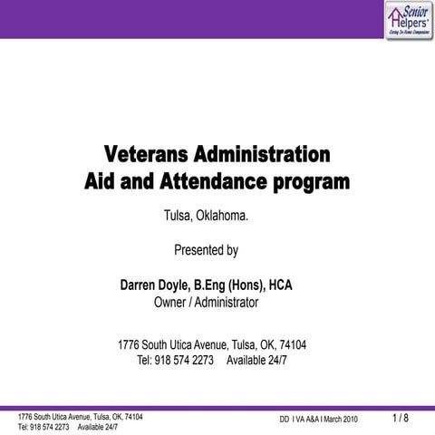 VA Aide and Attendance, Homebound Benefit | PPTX