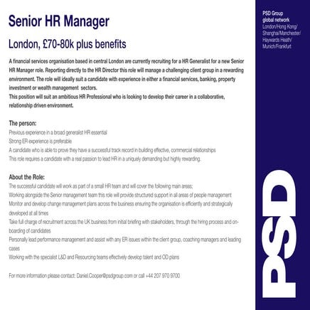 Senior HR Manager - City based | PDF