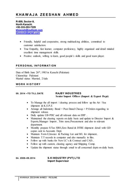 Typical job description import export manager | DOC