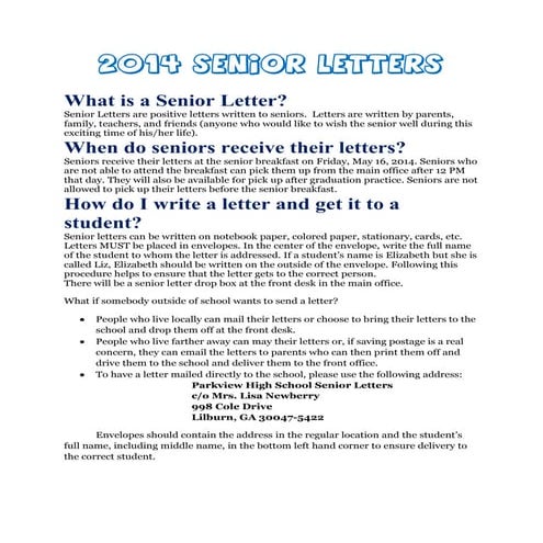 2014 Senior Letters Information | PDF