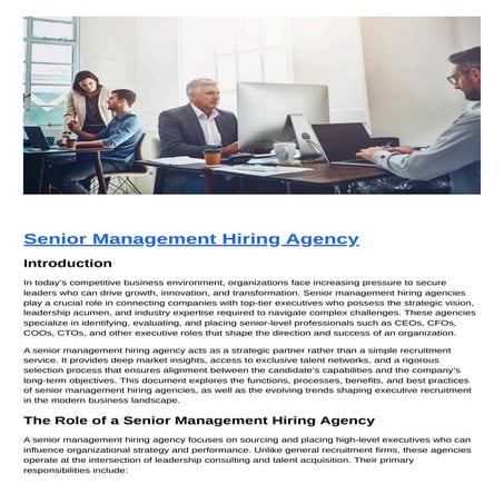 Senior Management Hiring Agency.pdf for employers | PDF