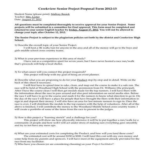 Project Proposal Form | PDF
