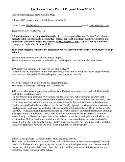 Senior Project Commitment Statement | PDF