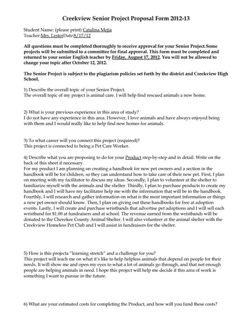 Senior Project Commitment Statement | PDF