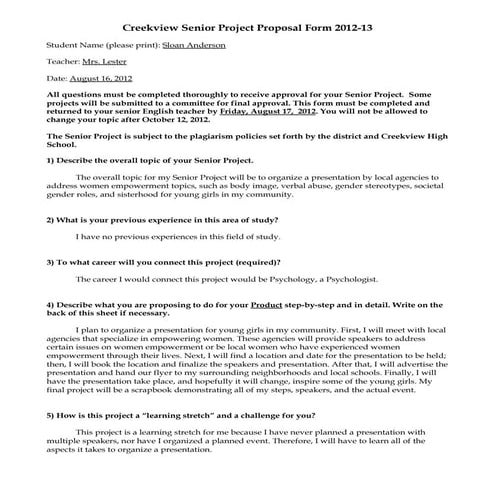 Senior project proposal | PDF