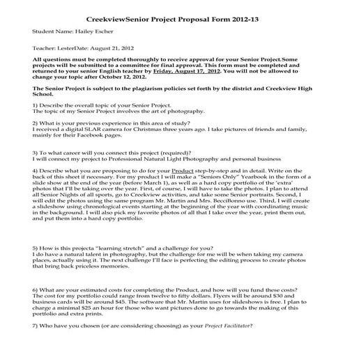Senior Project Proposal | PDF