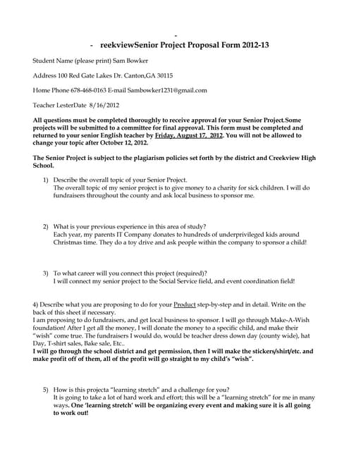 Senior project Commitment Slide Sam Bowker | PPT