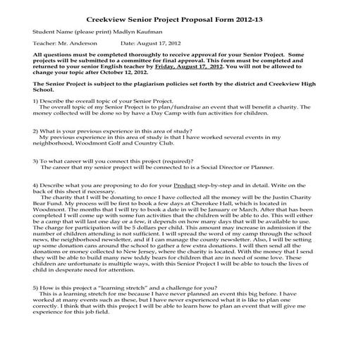 Senior project proposal | PDF