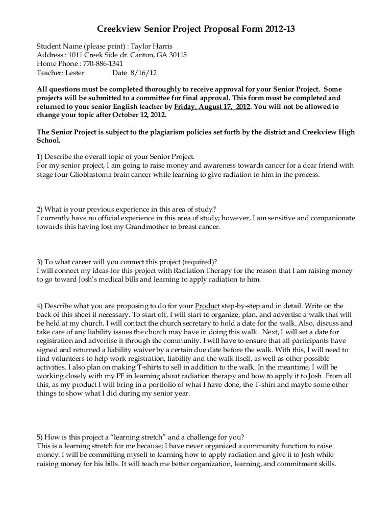 Senior project proposal