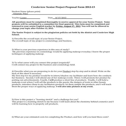 Senior Project Proposal | PDF