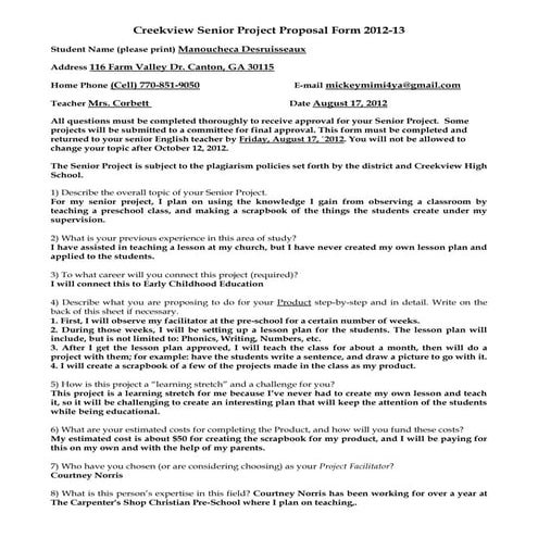 Senior Project Proposal Form | PDF