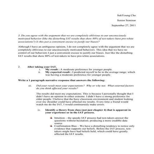 IAT Feedback Questions | PDF