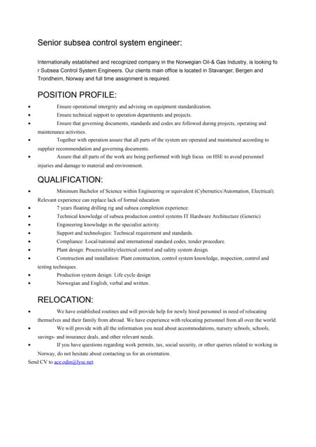 Subsea engineer | PDF