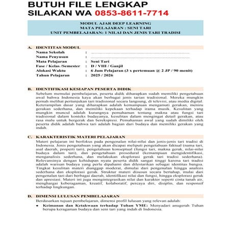 Modul Ajar Deep Learning Senbud Seni Tari Kelas 8 Semester 2 Terbaru ...