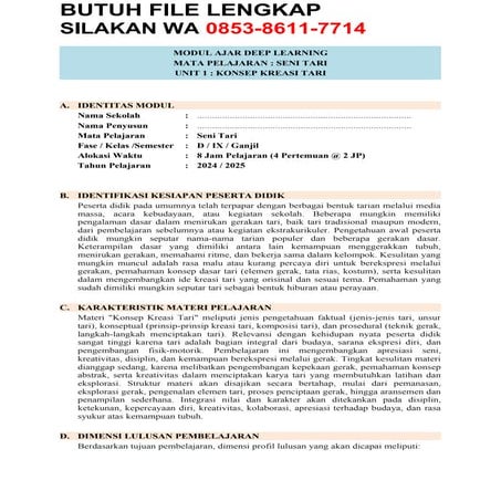 Modul Ajar Deep Learning Senbud Seni Tari Kelas 8 Semester 2 Terbaru ...