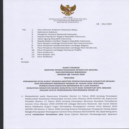 Surat Edaran Menpan Rb No 55 Tahun 2020 Pdf