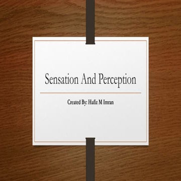 Sensation:Perception:Transduction:Adoptation And List of Psychological ...