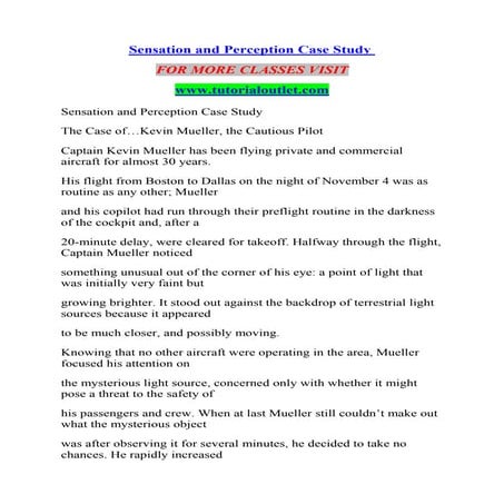 SENSATION AND PERCEPTION CASE STUDY / TUTORIALOUTLET DOT COM | PDF