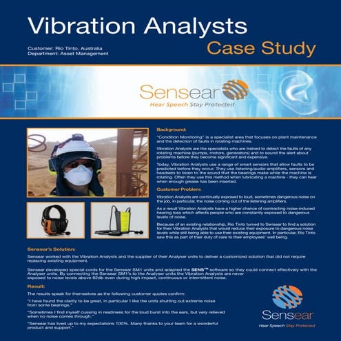 Sensear Vibration Analyst Case Study | PDF