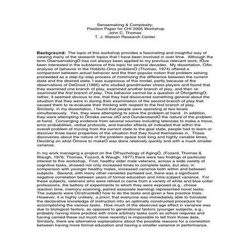 Sensemaking position paper for chi 2005 workshop | PDF