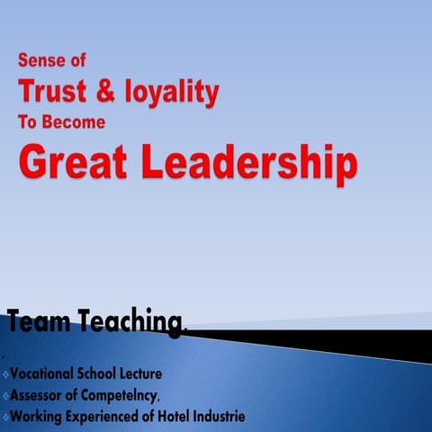 Sense of trust and loyalty to become great leadership | PPTX