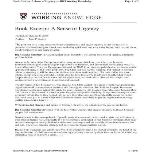 Sense of urgency | PDF