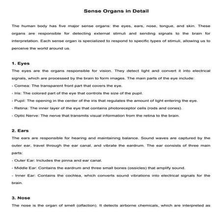 Sense_Organs_Detailed by miss madhavi sen | PDF