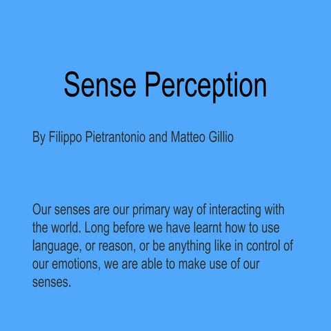 TOK Sense Perception Presentation | PPT