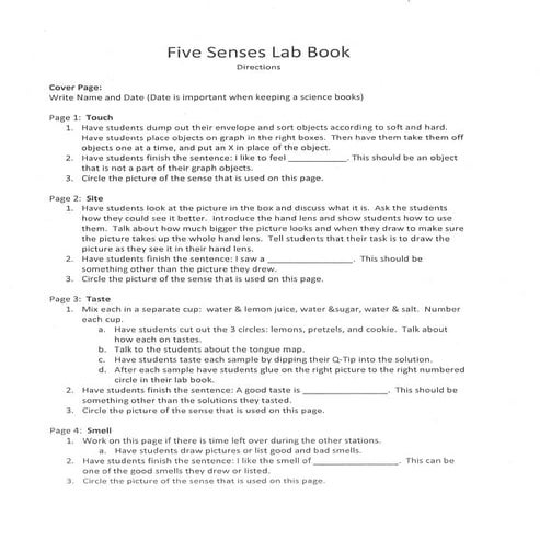 Senses Lab Book | PDF