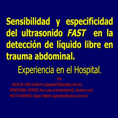 Sensibilidad Y Especificidad Del Ultrasonido Fast En La DeteccióN De ...