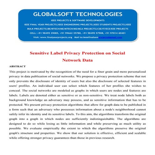 Sensitive label privacy protection on social | DOCX | Social Networking | Internet