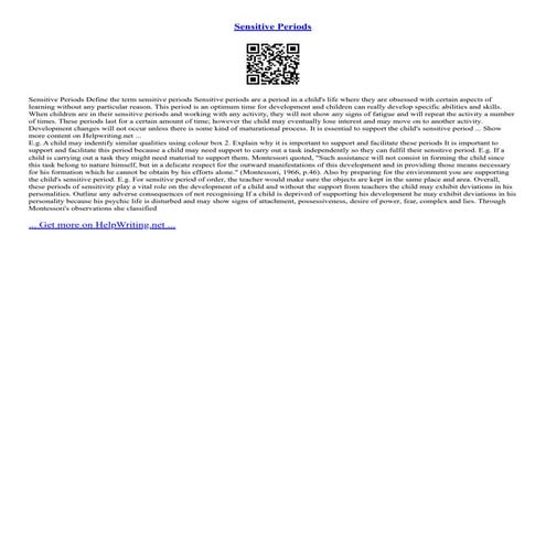 Sensitive Periods | PDF