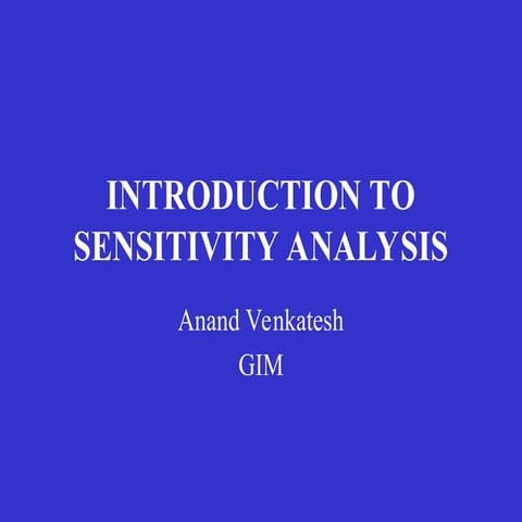sensitivity analysis in operation research | PPT