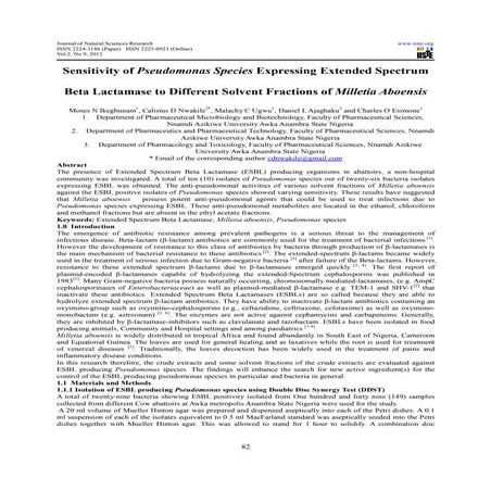 Sensitivity of pseudomonas species expressing extended spectrum | PDF