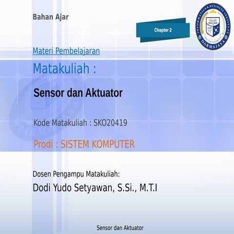 Matakuliah Sensor dan Aktuator pertemuan ke dua | PDF