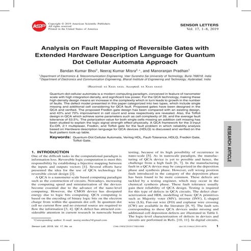 Analysis On Fault Mapping Of Reversible Gates With Extended Hardware Description Language For