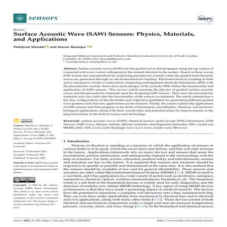 Surface acoustic wave (saw) based sensors | PPTX