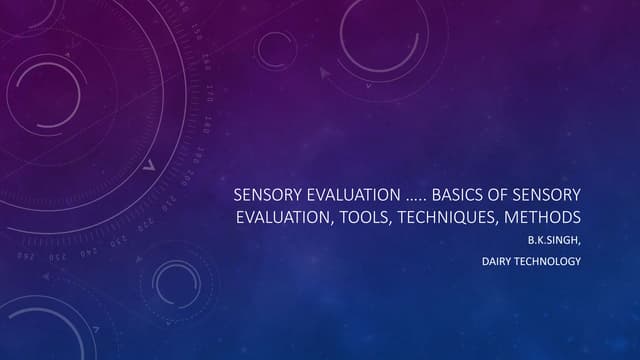 Descriptive analysis for sensory evaluation | PPTX
