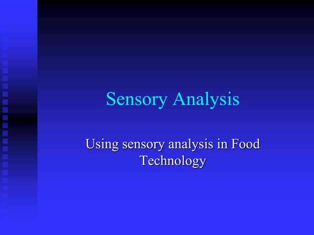 Descriptive analysis for sensory evaluation | PPTX