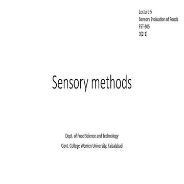 Descriptive analysis for sensory evaluation | PPTX