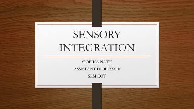 Sensory Integration Techniques | PPTX