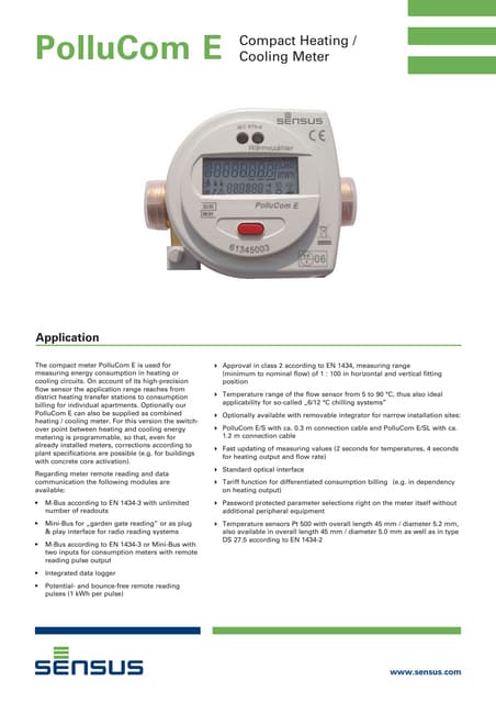 Sontex Supercal 531 Multifunctional Integrator - Brochure | PDF