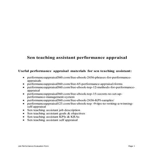 Sen teaching assistant performance appraisal | DOCX